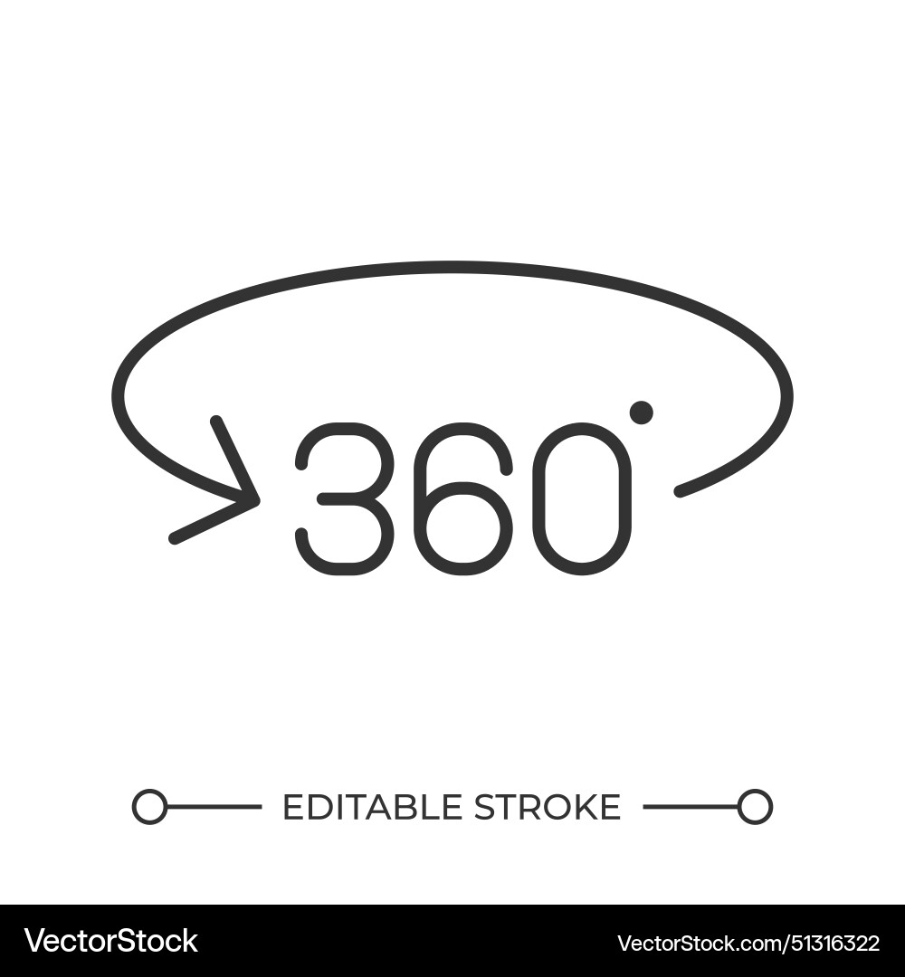 360 degrees angle linear icon Royalty Free Vector Image