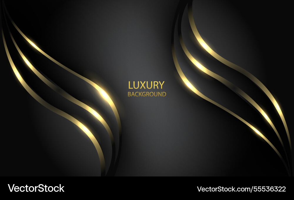 Abstract gold line curve overlap on grey black Vector Image