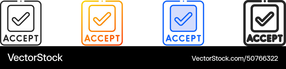 Accept iconthin linear gradient blue stroke Vector Image