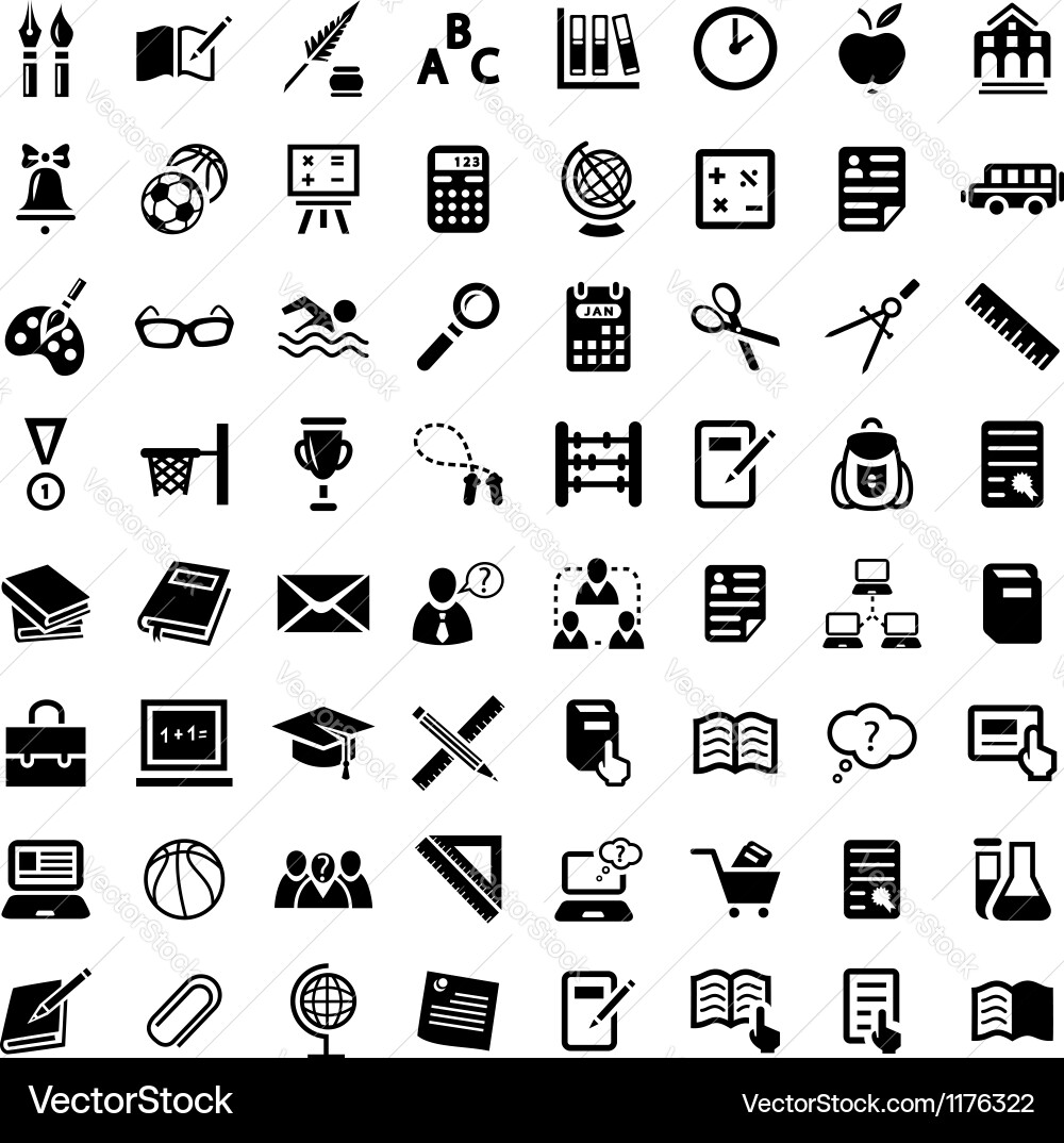 Big school icon set Royalty Free Vector Image - VectorStock