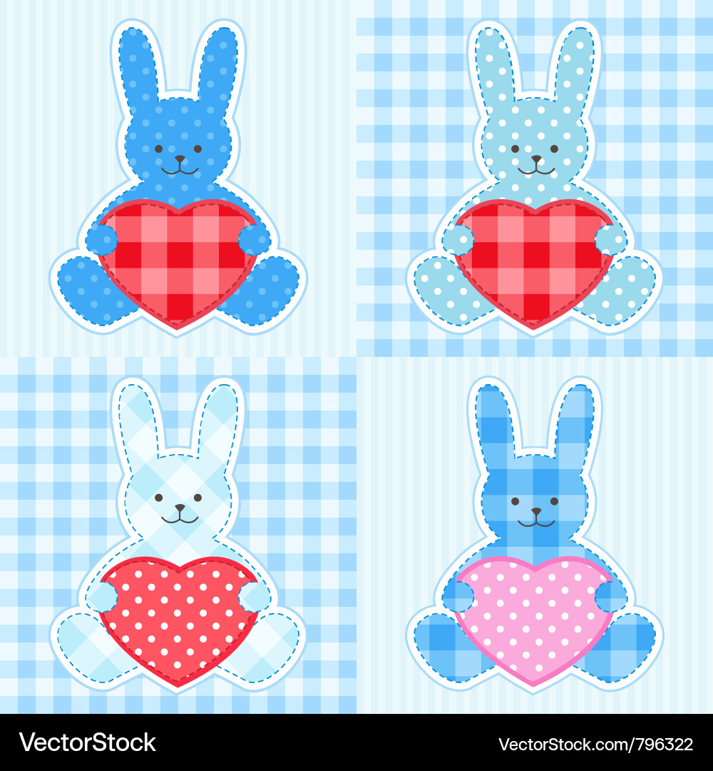 Blue rabbits cards Royalty Free Vector Image - VectorStock