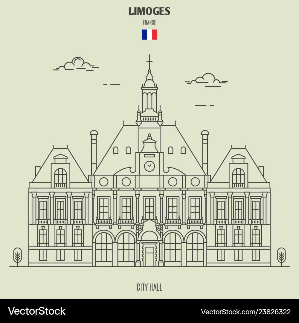 City hall in limoges Royalty Free Vector Image