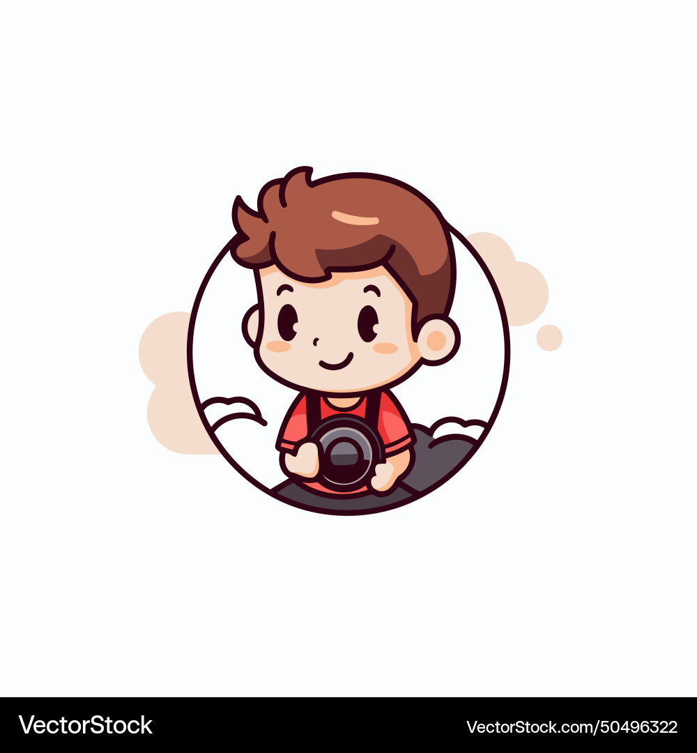 Cute little boy playing video game flat cartoon Vector Image