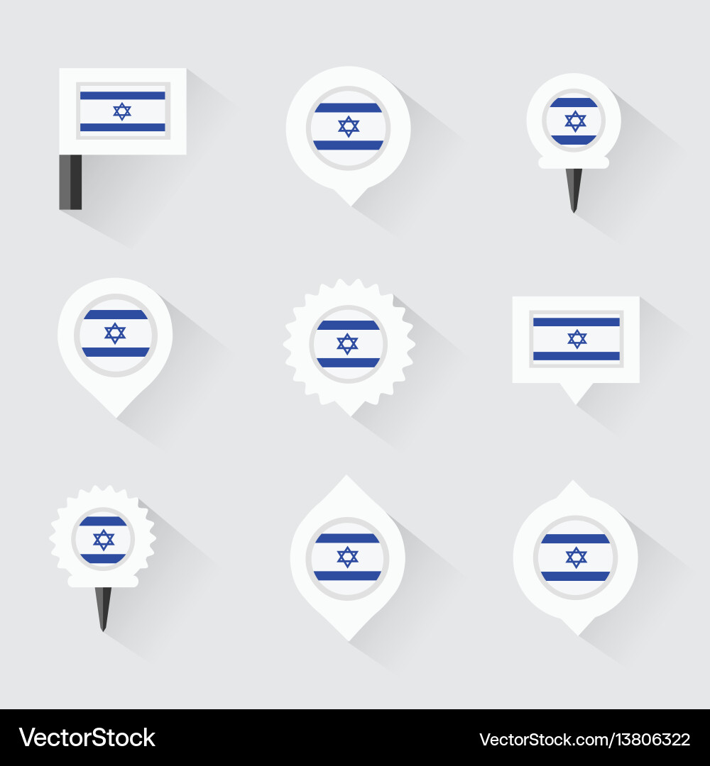 Israel flag and pins for infographic map Vector Image