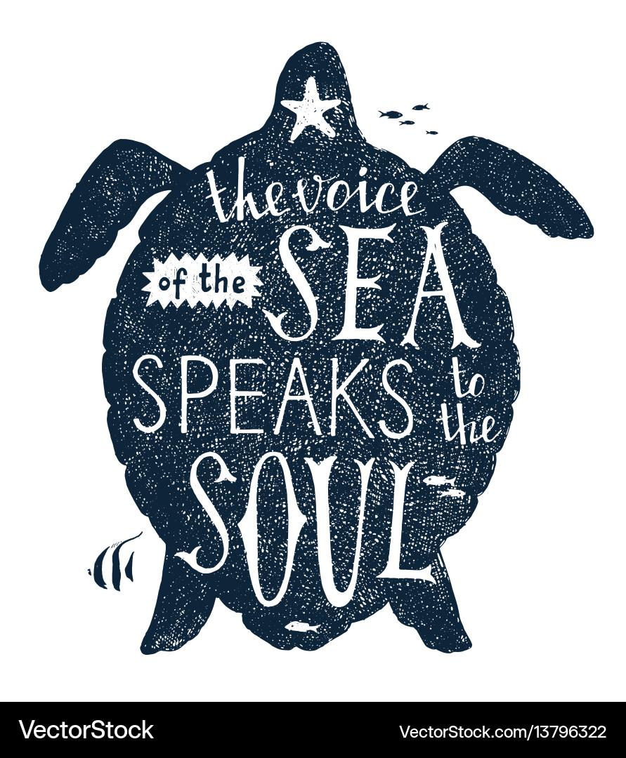 Lettering in turtle silhouette Royalty Free Vector Image