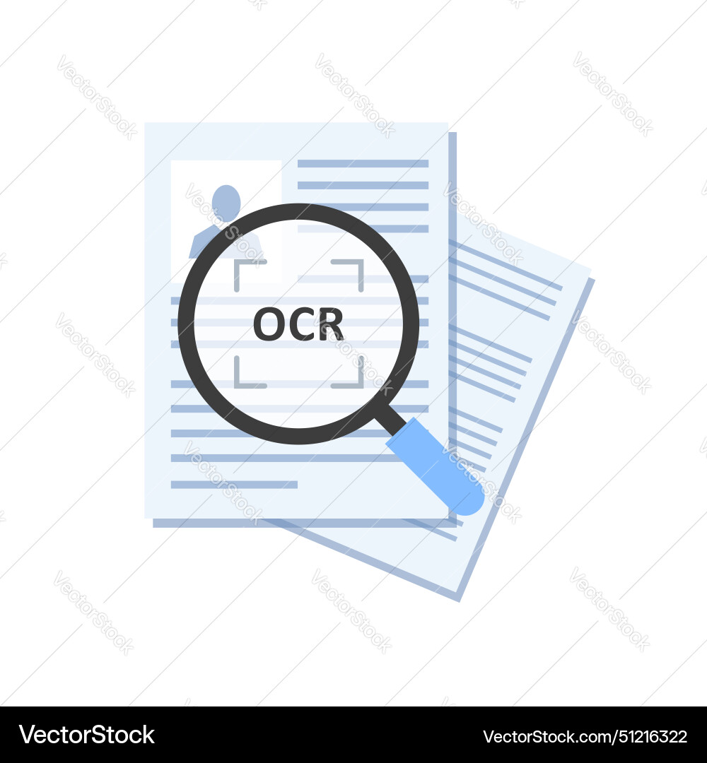 Ocr magnifying glass document scan banner Vector Image