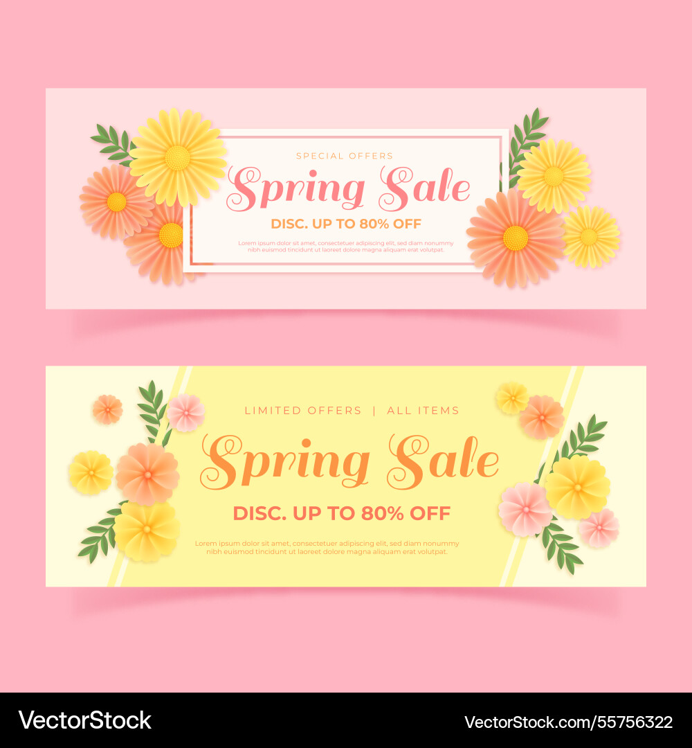 Realistic spring sale banners Royalty Free Vector Image