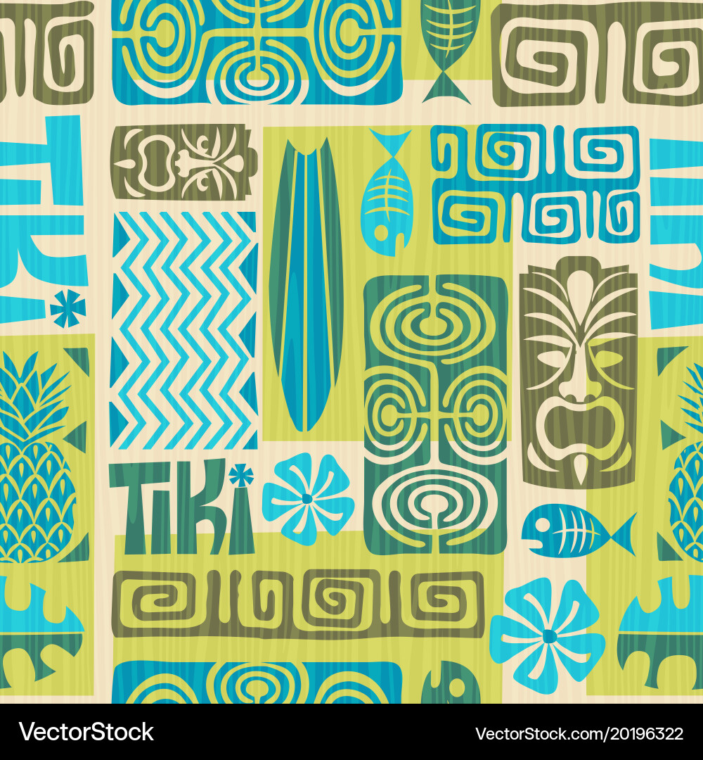 Seamless retro tiki pattern Royalty Free Vector Image