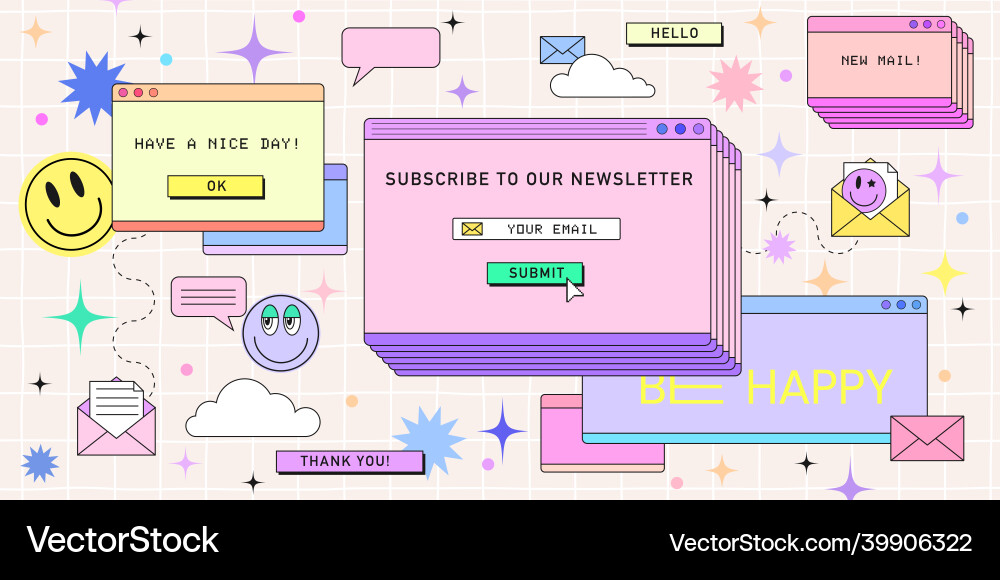 Subscribe newsletter web banner template in retro Vector Image