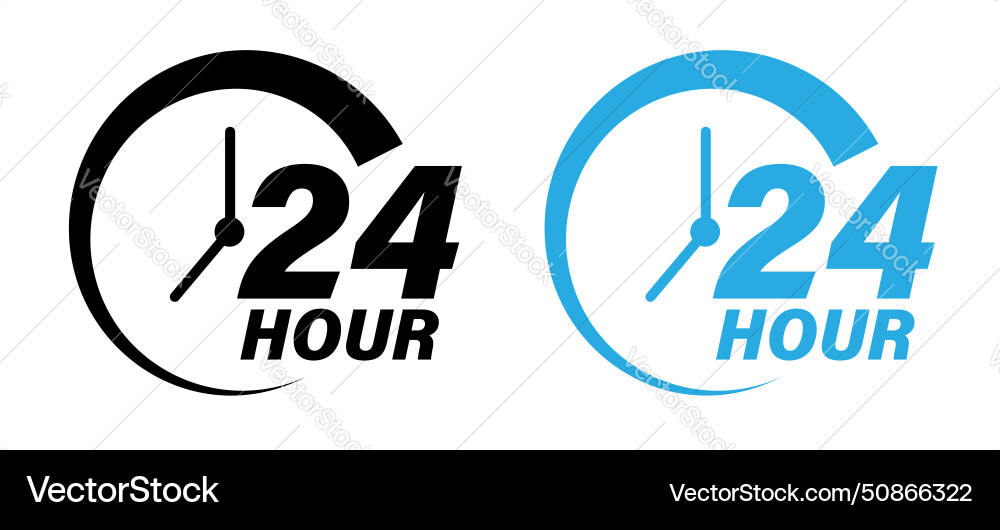 Twenty four hours icon set clock service support Vector Image