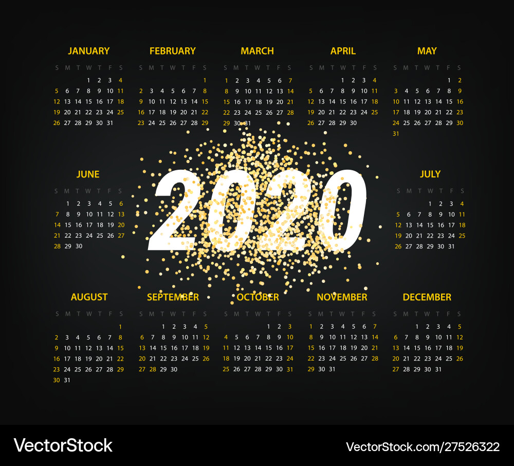 Two thousand twenty new year calendar template Vector Image