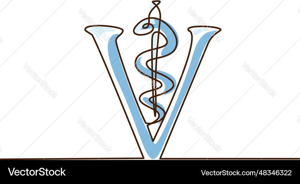 Veterinary symbol - caduceus snake with stick Vector Image