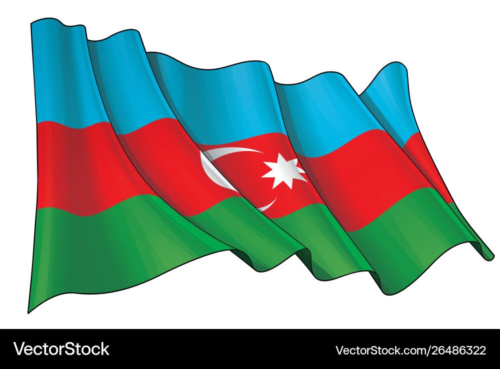 Waving flag azerbaijan Royalty Free Vector Image