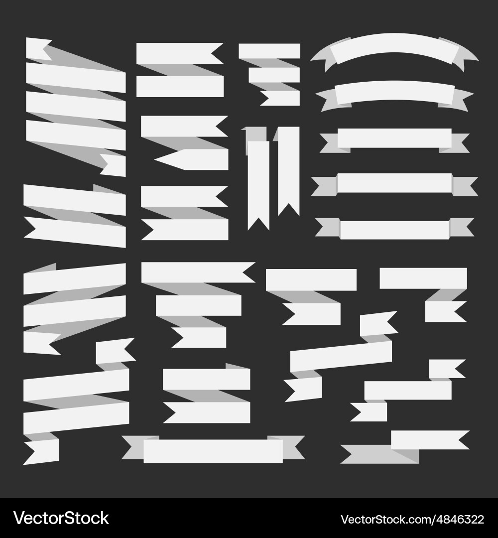 White ribbons set Royalty Free Vector Image - VectorStock