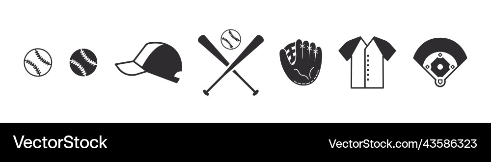 Baseball icons set signs Royalty Free Vector Image
