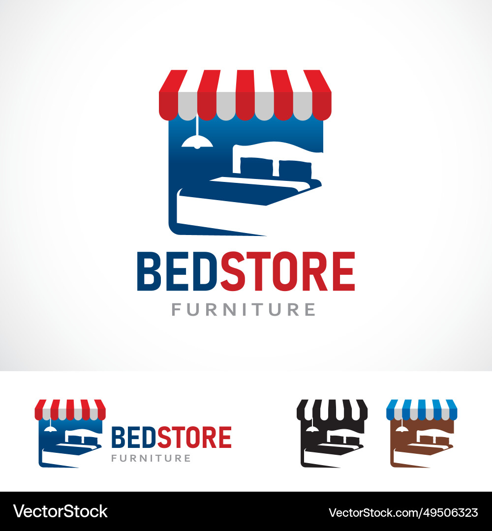 Bed store logo design template Royalty Free Vector Image