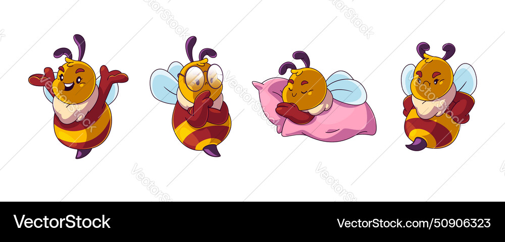 Cute baby bee cartoon character Royalty Free Vector Image