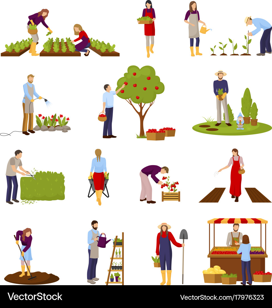 People & Garden Collection Royalty Free Vector Image