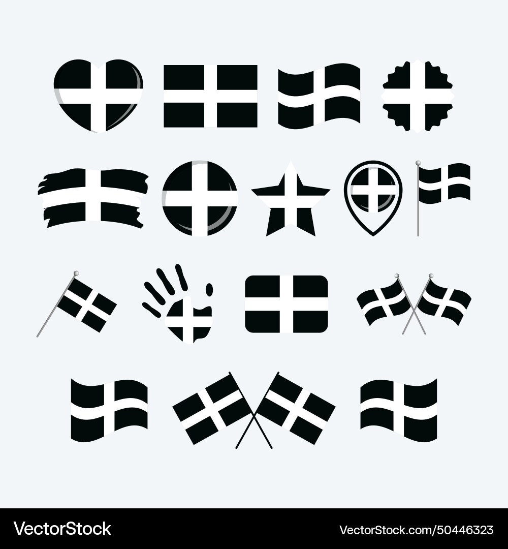 Saint pirans flag icon set on a gray background Vector Image