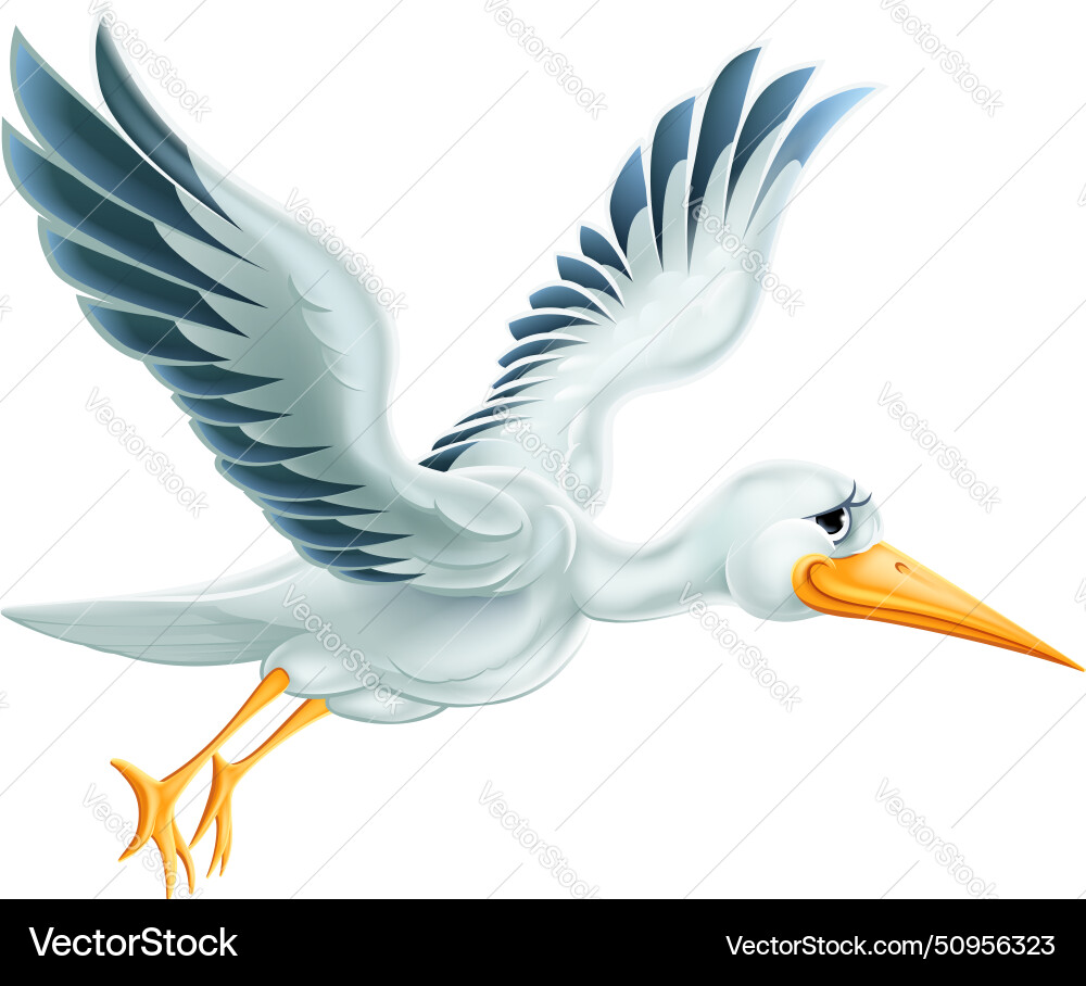 Stork flying cartoon Royalty Free Vector Image