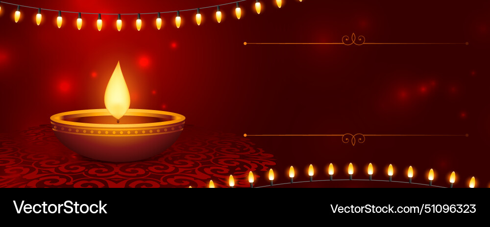 Traditional shubh deepavali banner with text Vector Image