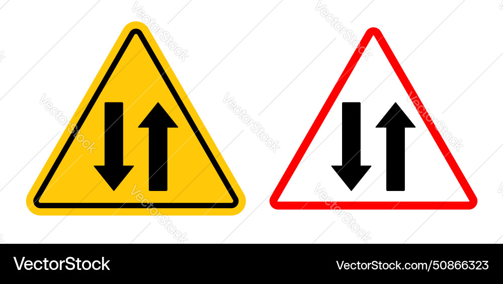 Two way traffic sign icon set indication Vector Image