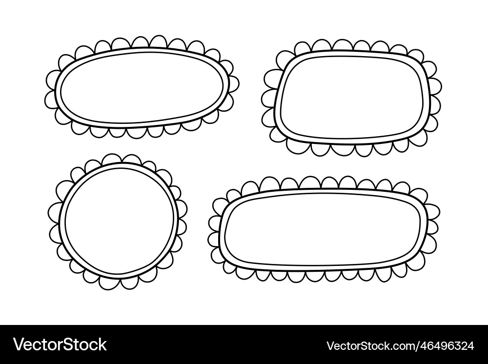 Doodle circle and square scalloped frames hand Vector Image