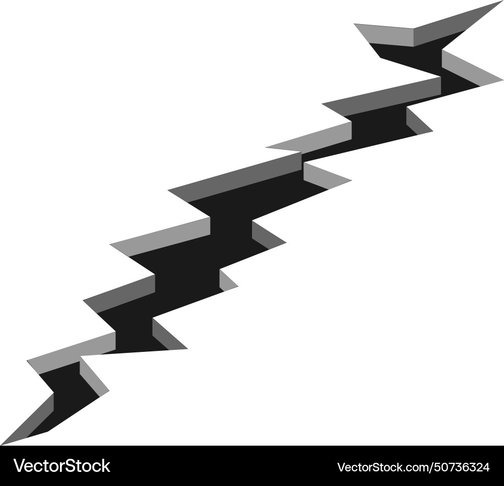 Ground crack breaking white surface realistic Vector Image