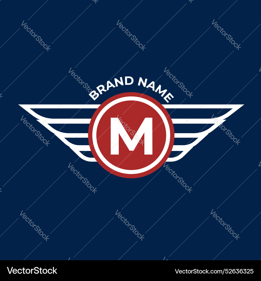 Classic winged logo red blue template Royalty Free Vector