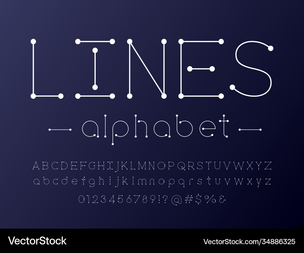 Line font Royalty Free Vector Image - VectorStock