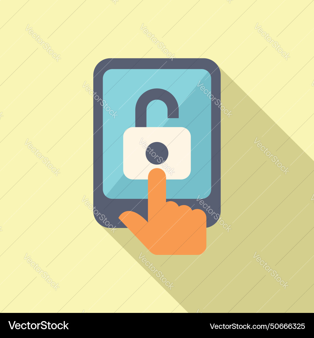Unlock device registration icon flat code Vector Image