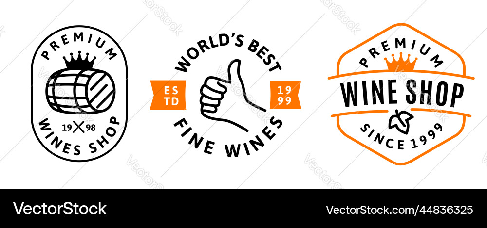 Wine stamp set symbol design of label Royalty Free Vector