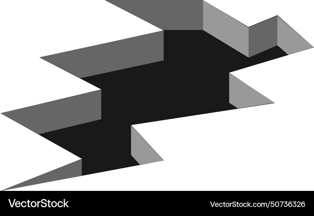 Breaking ground crack realistic surface wrecking Vector Image