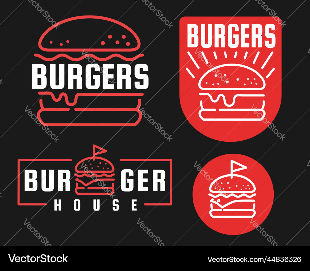 Burger line template snack bar emblem Royalty Free Vector