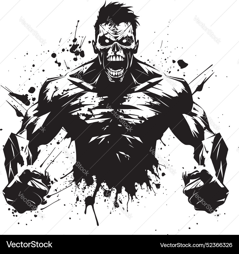 Decayed muscle mass black iconic zombie gain Vector Image