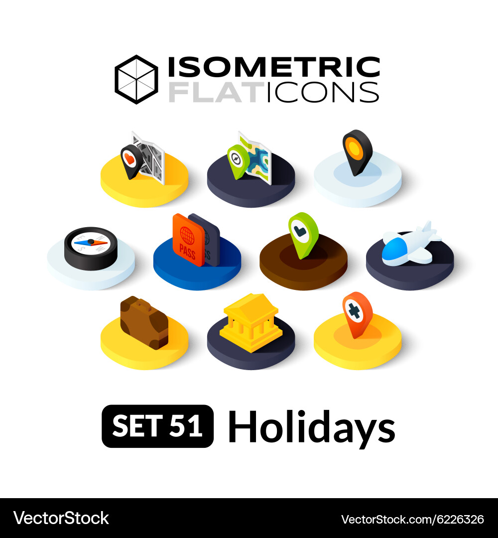 Isometric flat icons set 51 Royalty Free Vector Image