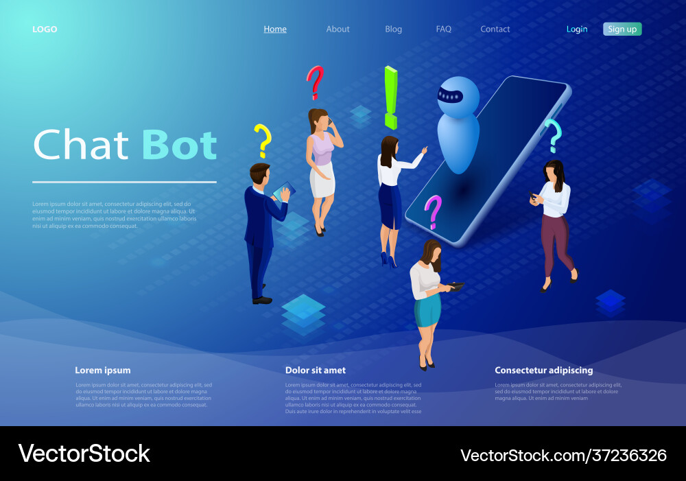 Mans and women chatting with chatbot application Vector Image