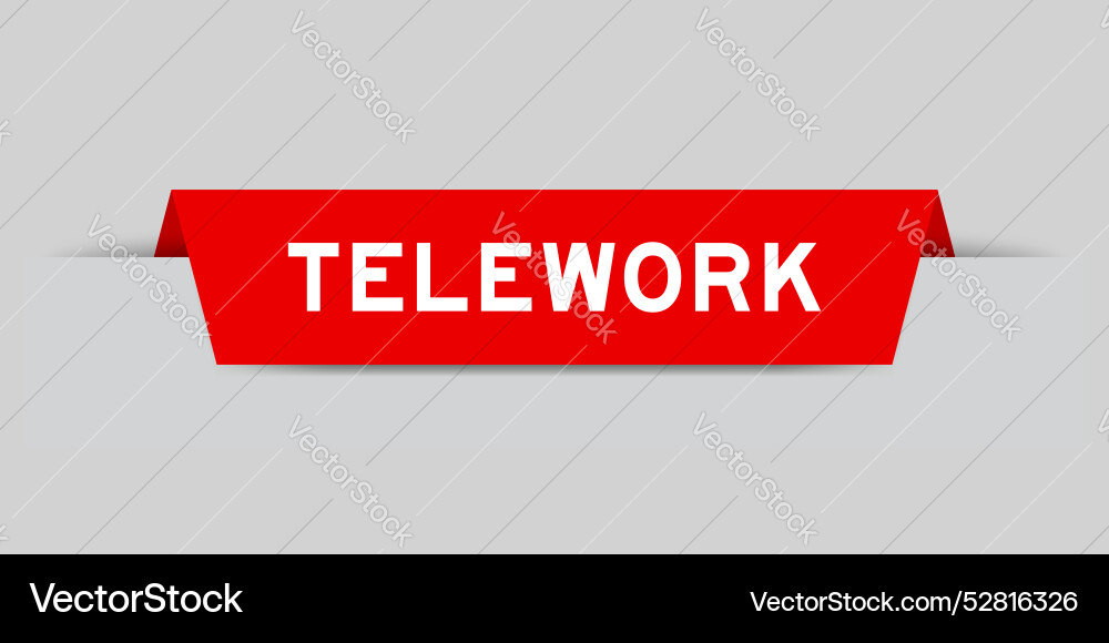 Red color inserted label with word telework Vector Image