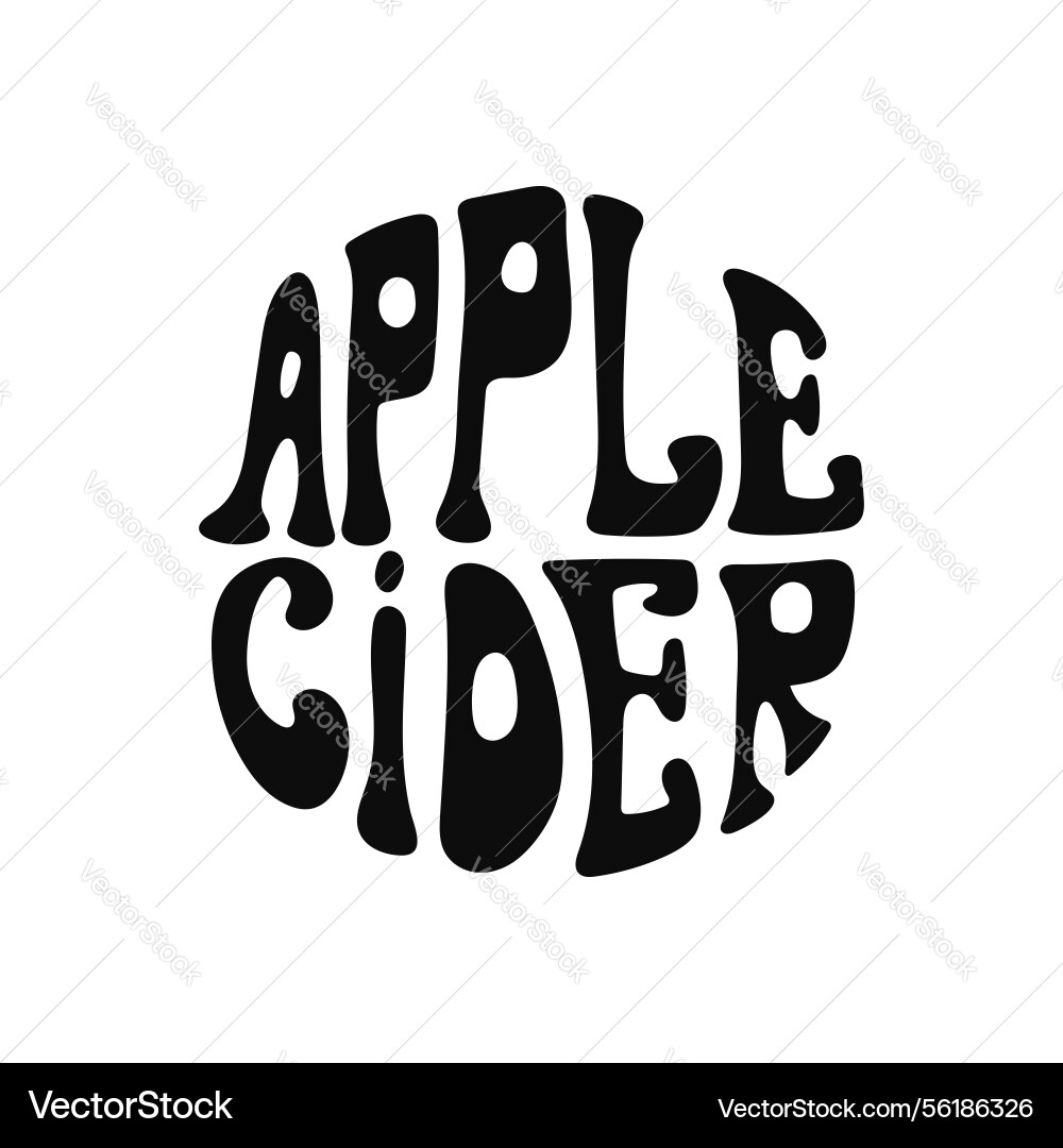 Retro groovy apple cider logo design with bold Vector Image