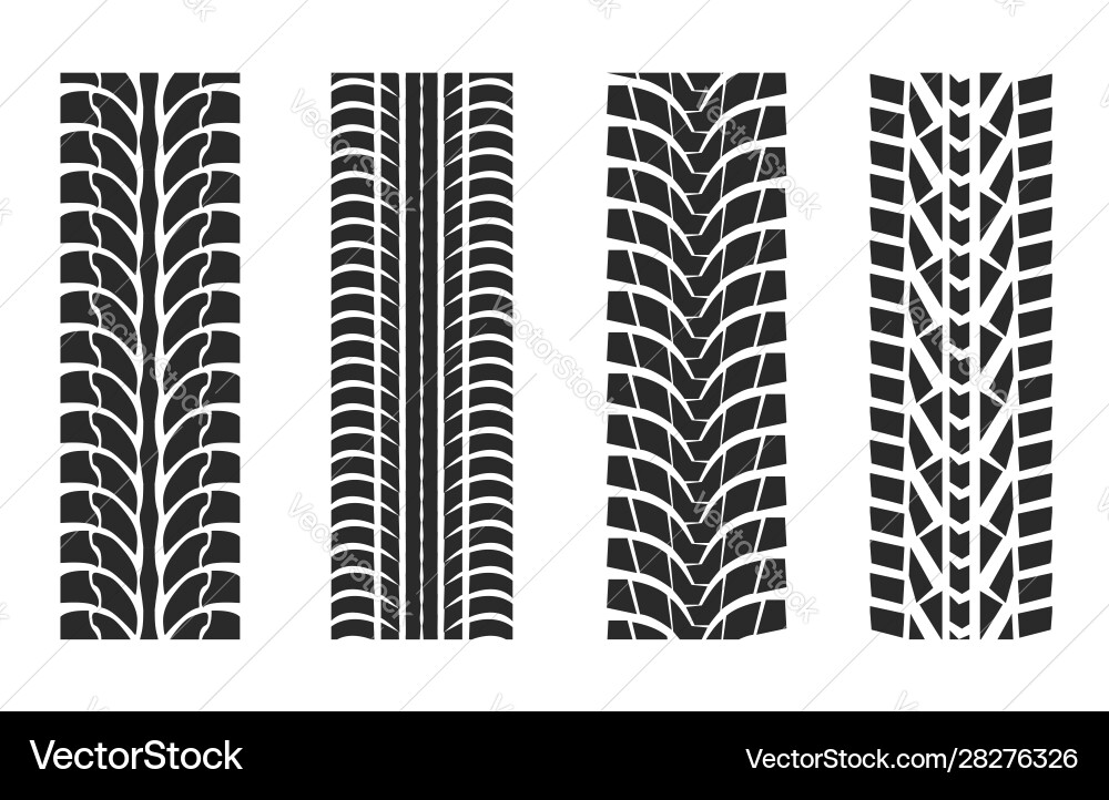 Tire tracks patterns collection Royalty Free Vector Image