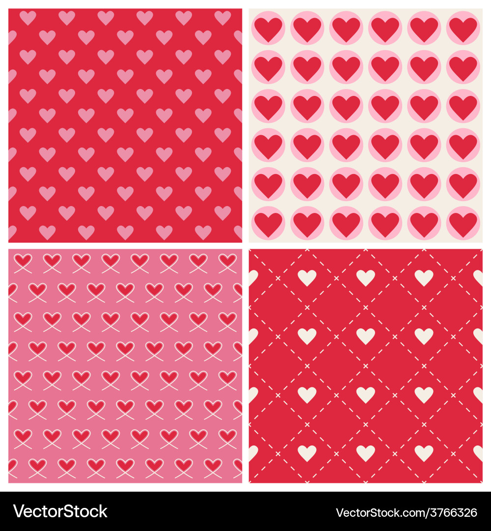 Valentines day heart patterns - 4 Royalty Free Vector Image