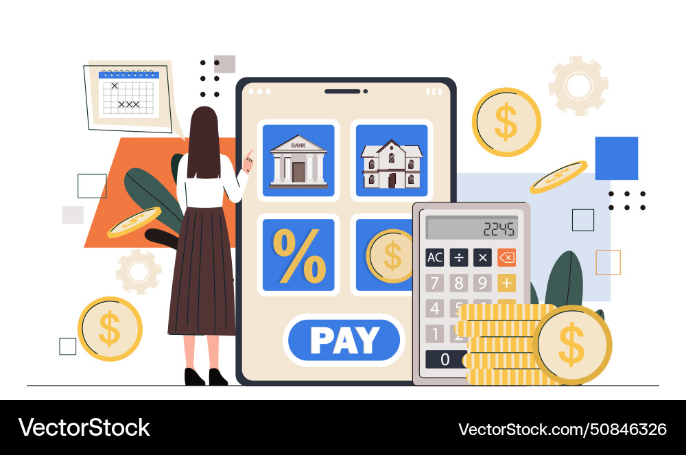 Woman with monthly payments Royalty Free Vector Image