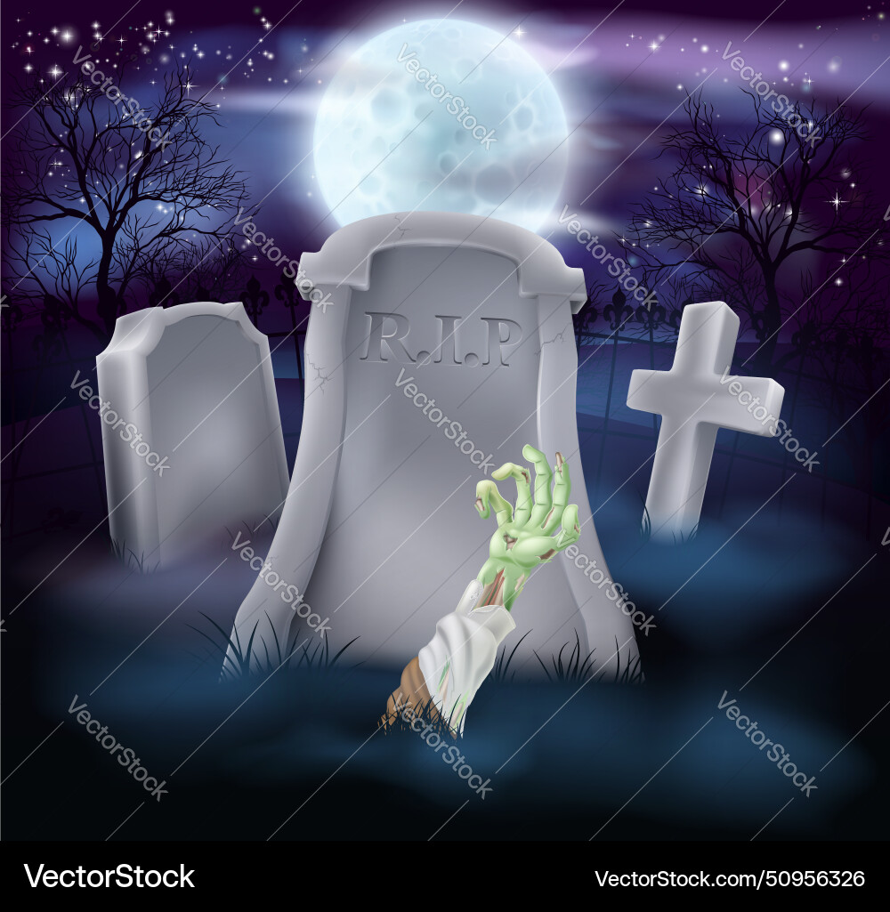 Zombie grave halloween Royalty Free Vector Image