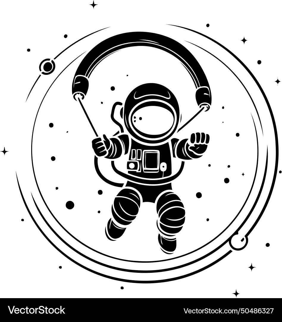 Astronaut in space with parachute and helmet Vector Image