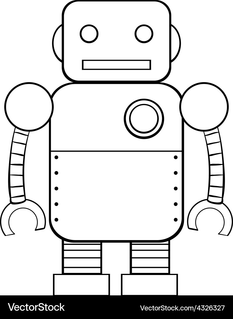 Classic Square Robot Drawing Royalty Free Vector Image