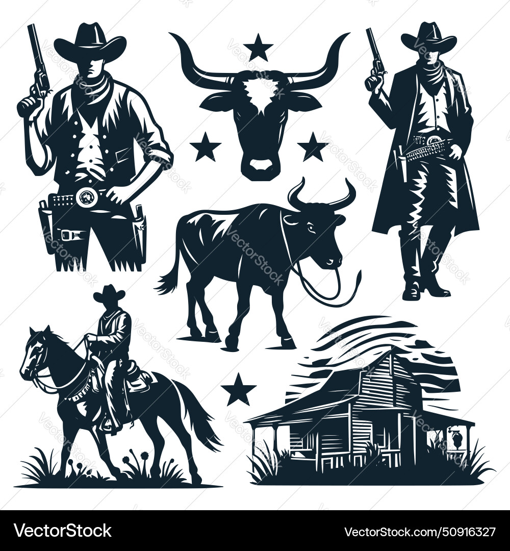 Cowboy and cowgirl bundle file Royalty Free Vector Image