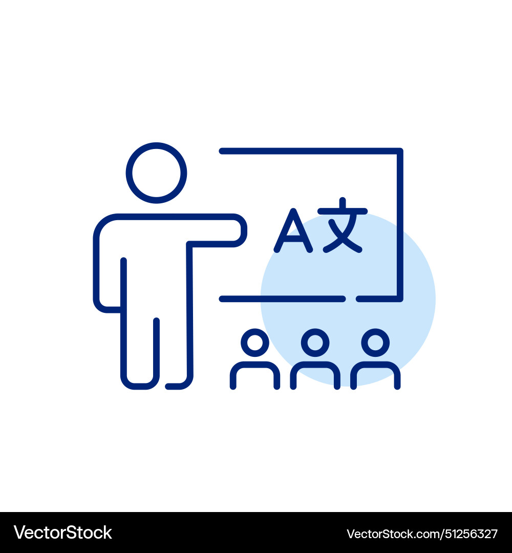 Educator and chalkboard teaching a group Vector Image