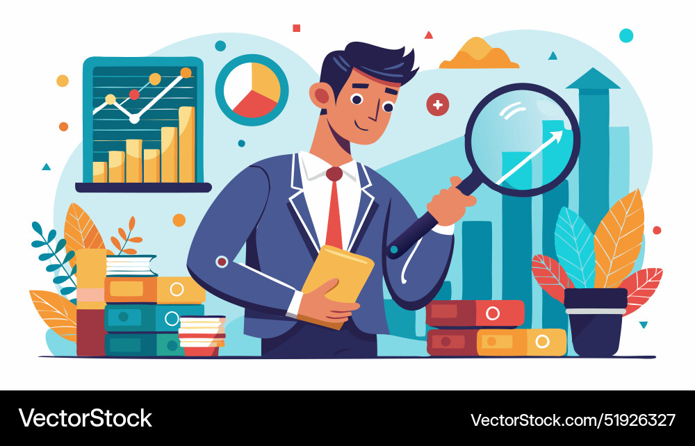 Financial Analyst Examining Market Data Royalty Free Vector