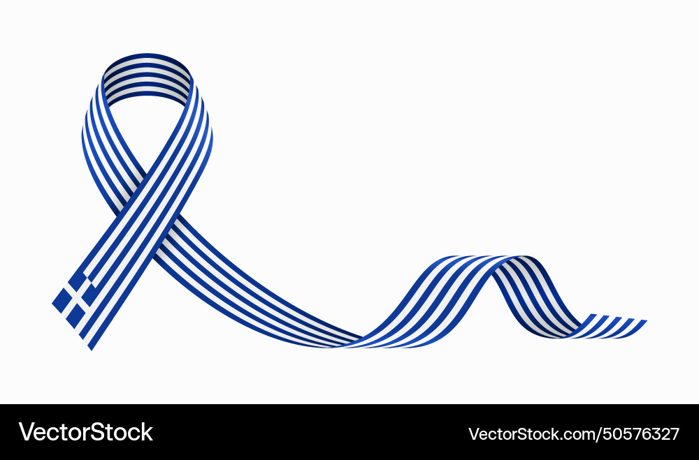 Greek flag stripe ribbon wavy background layout Vector Image