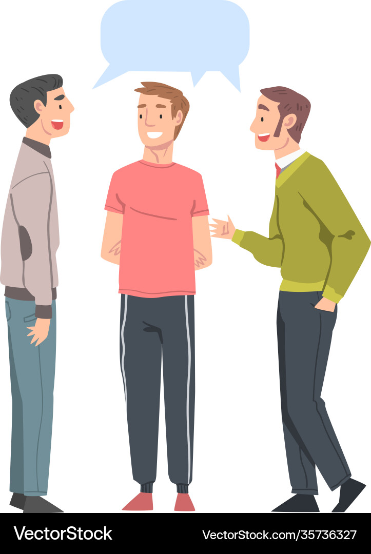 Group men talking to each other with speech Vector Image